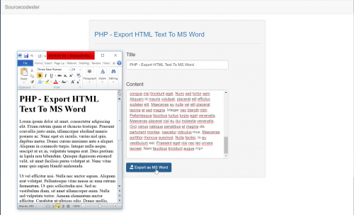 Php Export Html Text To Ms Word Free Source Code And Tutorials