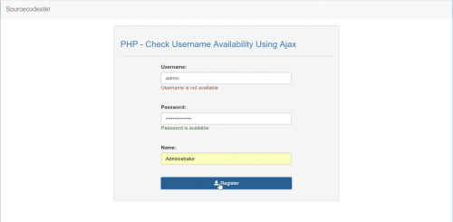 Php Check User Availability Using Ajax Free Source Code And Tutorials