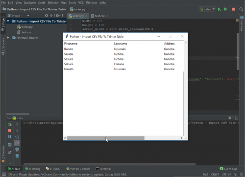 Python Import Csv File To Tkinter Table Free Source Code And Tutorials 
