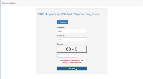 Php Login Script With Math Captcha Using Jquery Free Source Code And Tutorials 2940