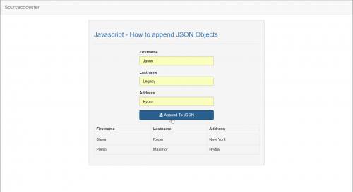 Javascript How To Append Json Objects Free Source Code And Tutorials