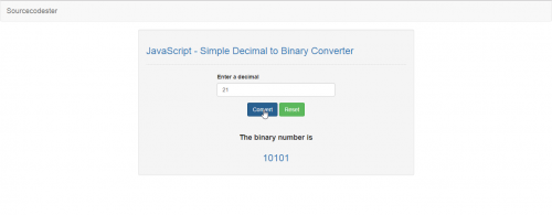 Javascript Simple Decimal To Binary Converter Free Source Code And Tutorials