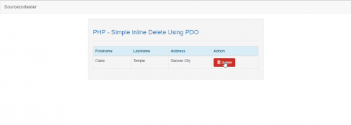 Php Simple Inline Delete Using Pdo Free Source Code And Tutorials
