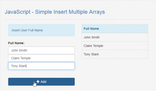 Javascript Simple Insert Multiple Arrays Free Source Code And Tutorials