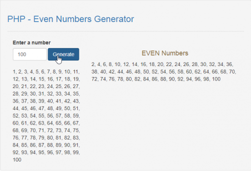 Php Even Numbers Generator Free Source Code And Tutorials