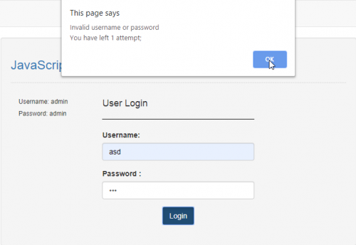 JavaScript - Login Form With Limited Attempts | Free Source Code ...