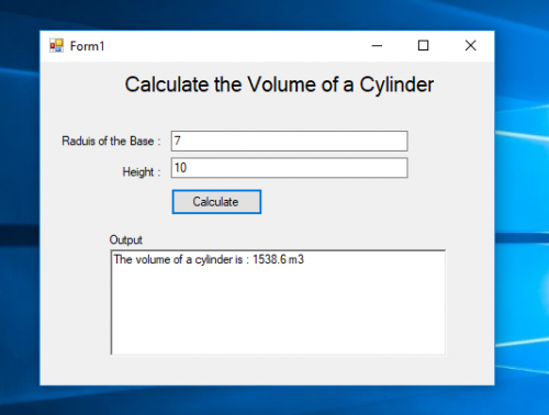 How to Get the Volume of a Cylinder Using C# | Free Source Code & Tutorials