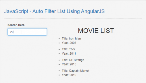 Javascript Auto Filter List Using Angularjs Free Source Code And Tutorials 6456