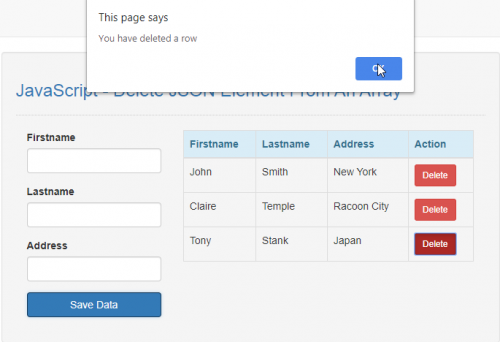 JavaScript - Delete JSON Element From An Array | Free Source Code ... JavaScript - Delete JSON Element From An Array | Free Source Code ...
