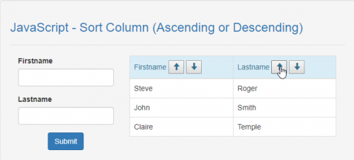 Javascript Sort Column Ascending Or Descending Free Source Code And Tutorials