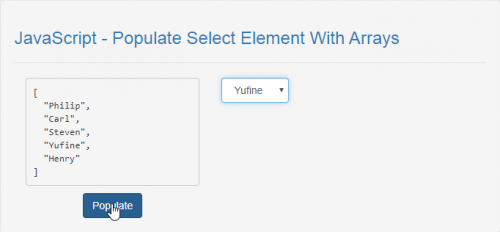 Javascript Populate Select Element With Arrays Free Source Code And Tutorials