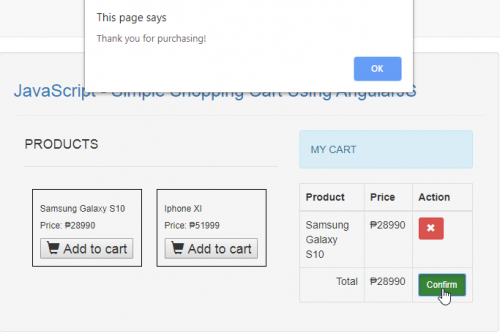 Javascript Simple Shopping Cart Using Angularjs Free Source Code And Tutorials