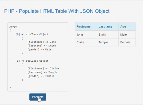PHP - Populate HTML Table WIth JSON Object | Free Source Code & Tutorials