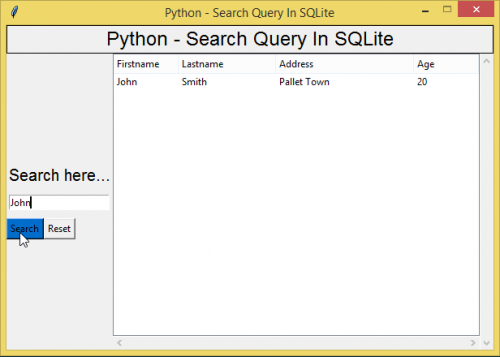 Python Search Query In Sqlite Free Source Code And Tutorials
