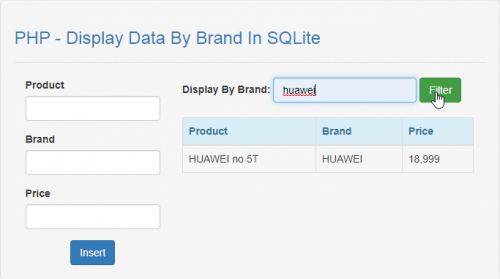 PHP - Display Data By Brand In SQLite | Free Source Code & Tutorials