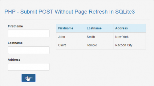 Php Submit Post Without Page Refresh In Sqlite3 Free