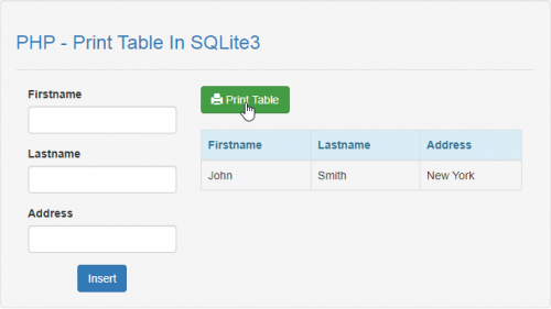 Php Print Table In Sqlite3 Free Source Code And Tutorials