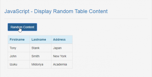 Javascript Display Random Table Content Source Code Free Source