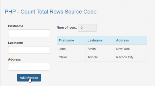 Count Total Rows In Table Using Php Source Code Free