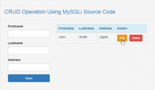 Crud Operation Using Mysqli Source Code Free Source Code And Tutorials