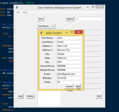 User Address Management System Project In Python Free Source Code