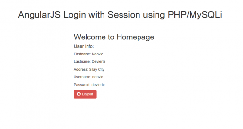 Angularjs Login With Session Using Phpmysqli Free Source Code And Tutorials
