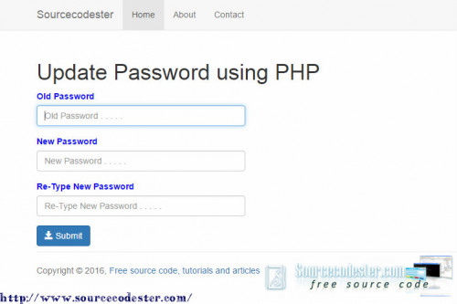 Update Password Using Php Free Source Code And Tutorials