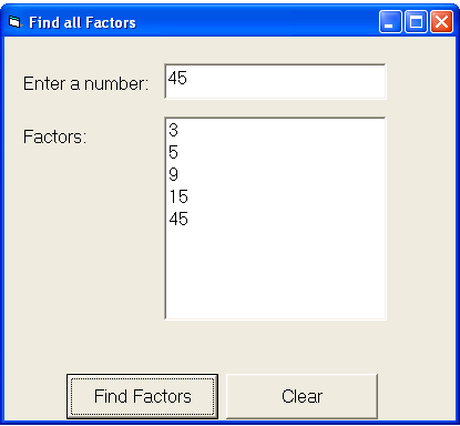 Finding Factors Program in VB6 | Free Source Code & Tutorials