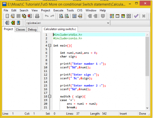 Calculator Using Switch And Conditional Statements Free Source Code