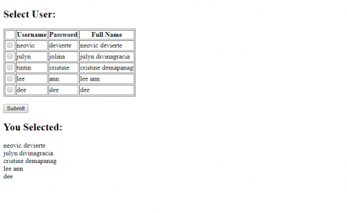 Selecting Rows From Mysql Table Using Checkbox In Php Mysql Free