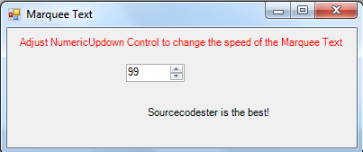 Marquee Text with NumericUpDown Control in C# | Free source code ...