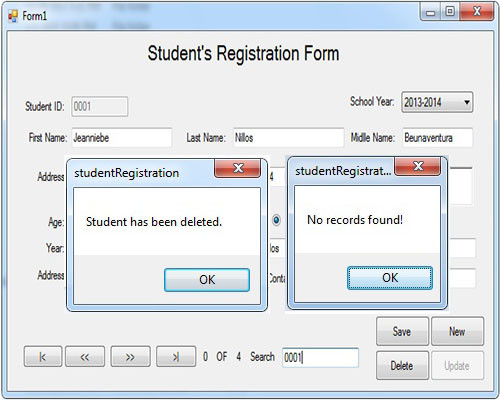 Searching and Deleting Data in the Student’s Registration Form | Free ...