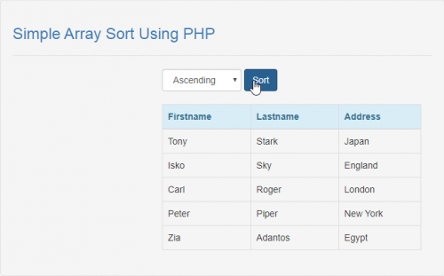Simple Array Sort Using Php Free Source Code And Tutorials