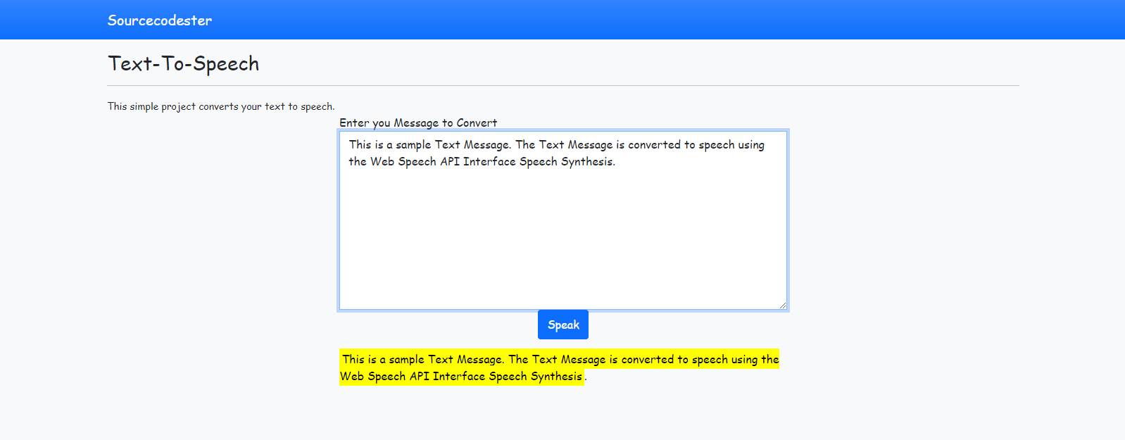 Text to Speech Tutorial Using Speech API Synthesis SourceCodester